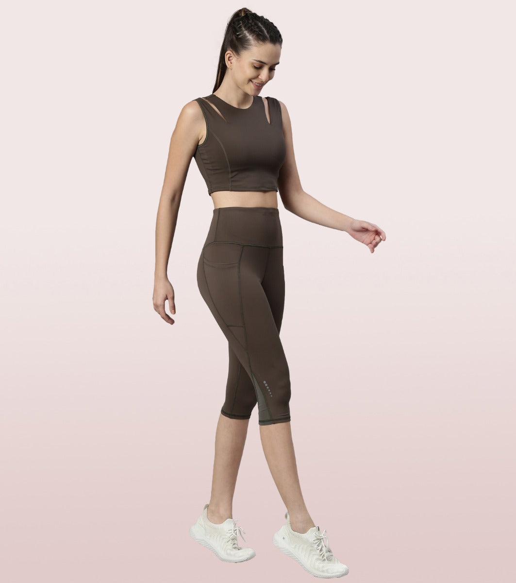 Shelf Bra Crop Vest | Crew Neck Vest With In-Built Shelf Bra Support ...